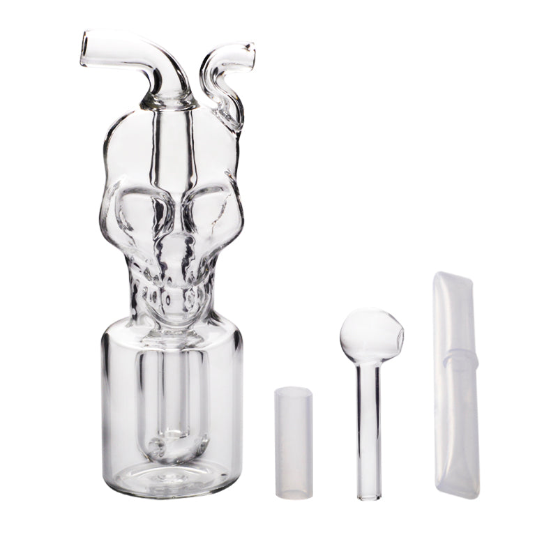 Coloured Mini Skull Oil Burner Glass Water Pipe Bong Skull With Hose a